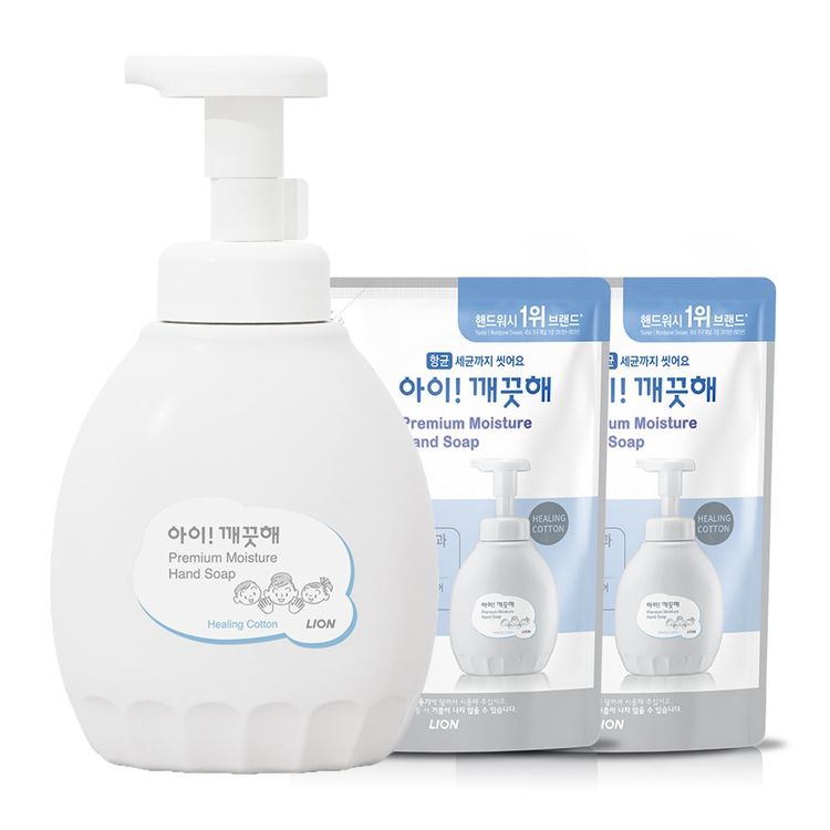 아이깨끗해 프리미엄 힐링코튼 450ml용기 X 1개 400ml리필 X 2개 홈플러스 택배배송
