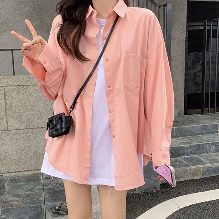 여자 솔리드 베이직 루즈핏 걸치기좋은 데일리 셔츠 홈플러스 택배배송
