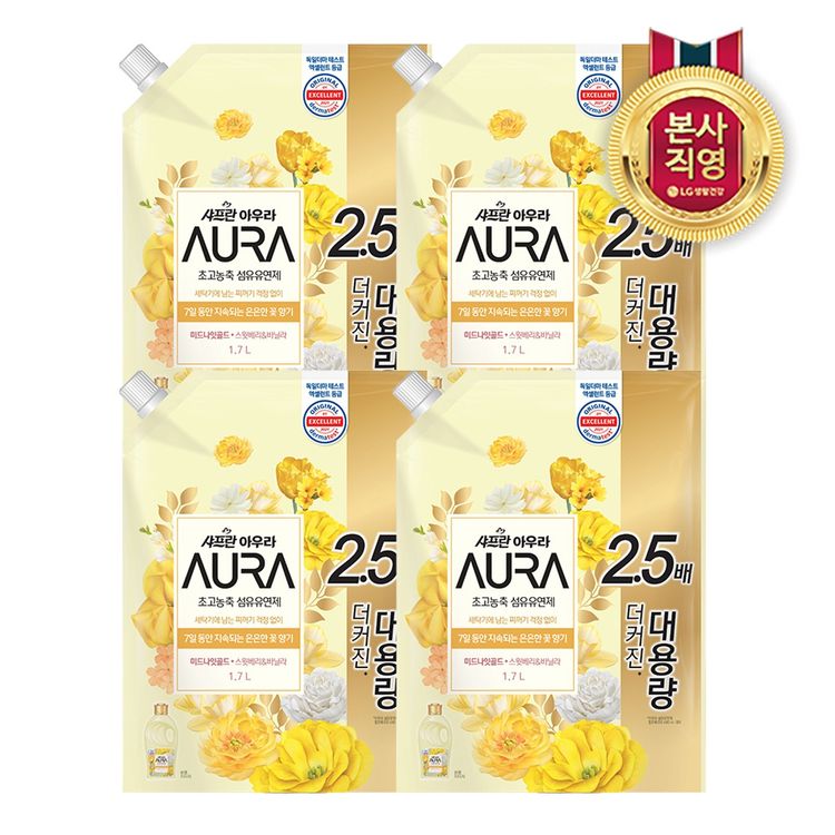 Lg생활건강 샤프란 Aura 섬유유연제 미드나잇골드 17l X 4개 홈플러스 택배배송