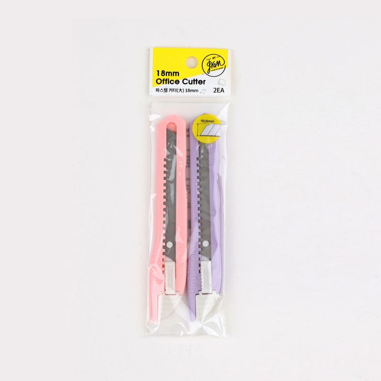 빅박스상점 파스텔 커터칼 대 2입 1세트 18mm 대형커터칼 문구칼 사무용 홈플러스 택배배송