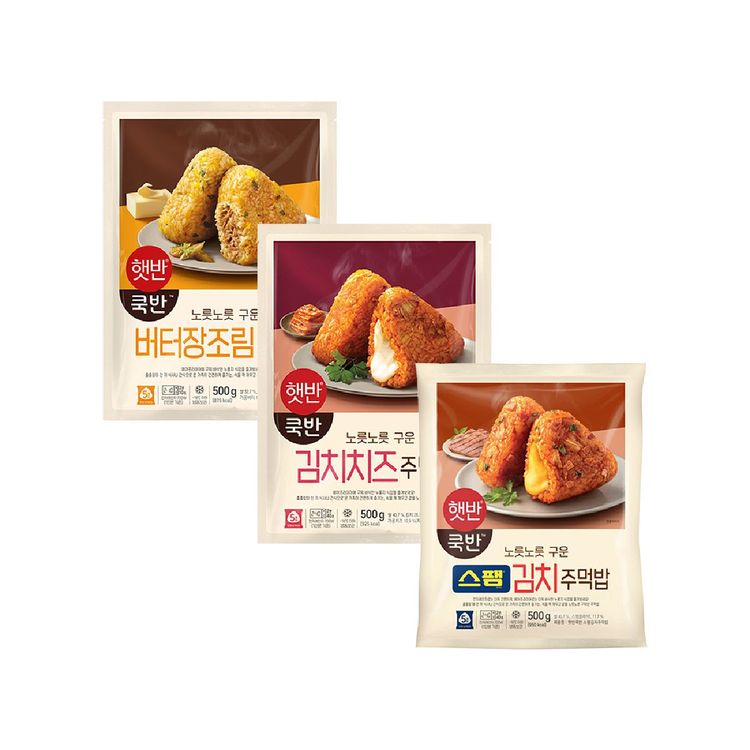 햇반 쿡반 주먹밥 500g 버터장조림 X1개김치치즈 X1개스팸김치 X1개 홈플러스 택배배송