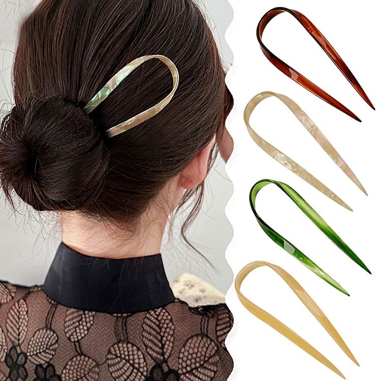 심플 오로라 자개 집게 U자 비녀 헤어 올림머리 반묶음 똥머리 가벼운 한복 뒤꽃이 프랑스 홈플러스 택배배송