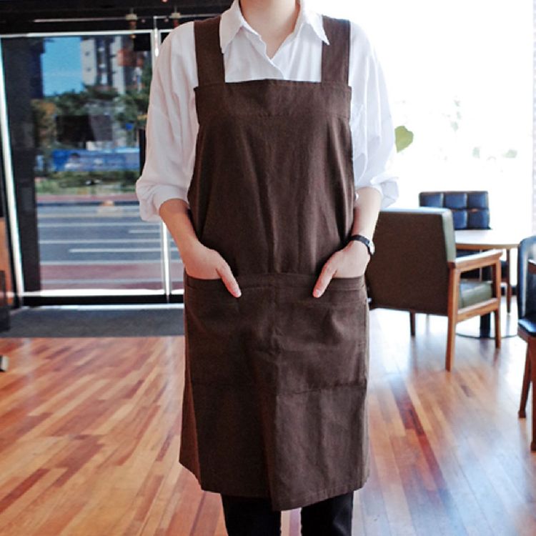 쉬라즈 바리스타 워싱 린넨 앞치마 브라운 카페 주방 공방 다용도 홈플러스 택배배송