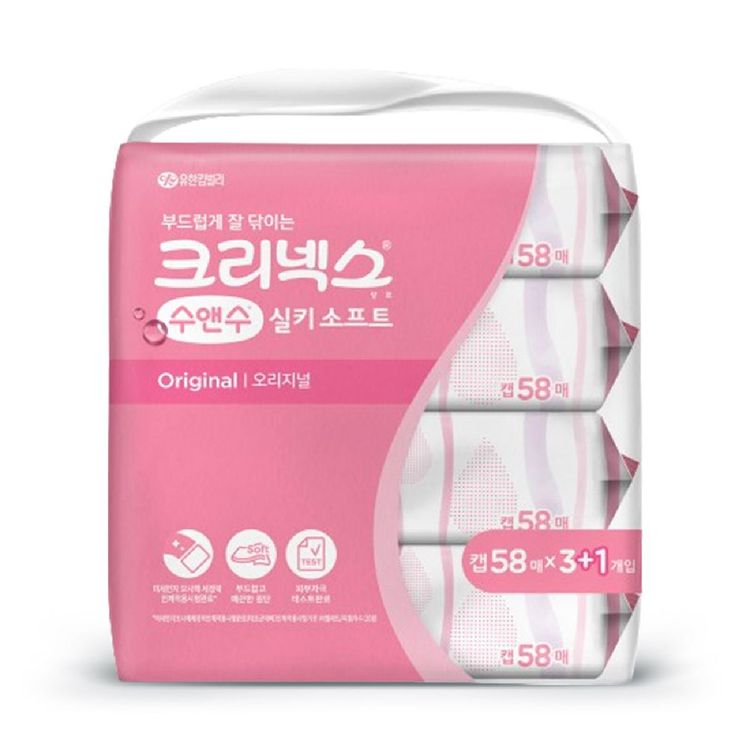 크리넥스 물티슈 수앤수 실크소프트 캡58매 31 X1팩 홈플러스 택배배송