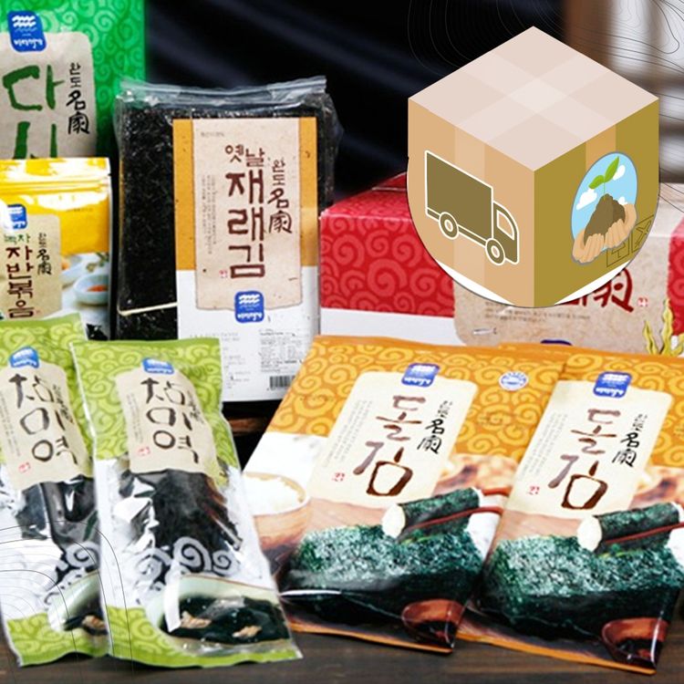 국산 건다시마 지주식 재래 돌 김 구이 김 참미역 녹차자반볶음 5종 선물세트 완도명가 홈플러스 택배배송