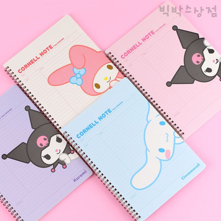 산리오 코넬노트 1p 캐릭터 공책 초등학생 메모 필기 그리드노트 원링 스프링 모눈노트 시나 홈플러스 택배배송