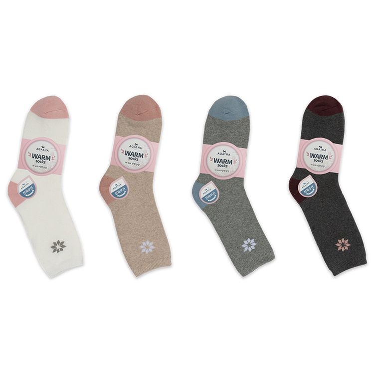 아가타 여성 장목 러브패턴 통파일 양말 3족 홈플러스
