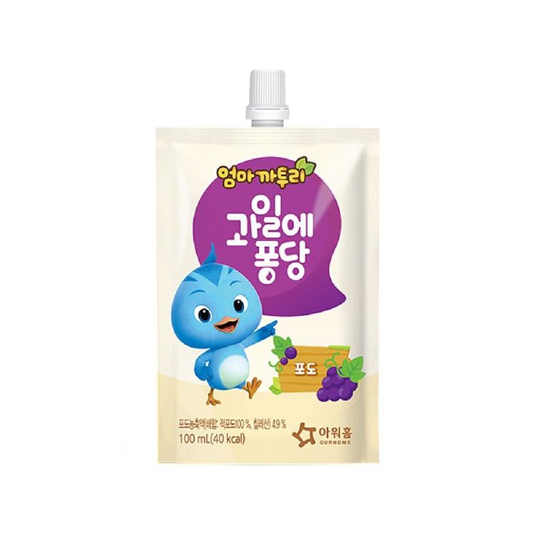 맛있는 아워홈 엄마까투리 과일에 퐁당 포도 주스 음료 100ml X 10ea 홈플러스 택배배송