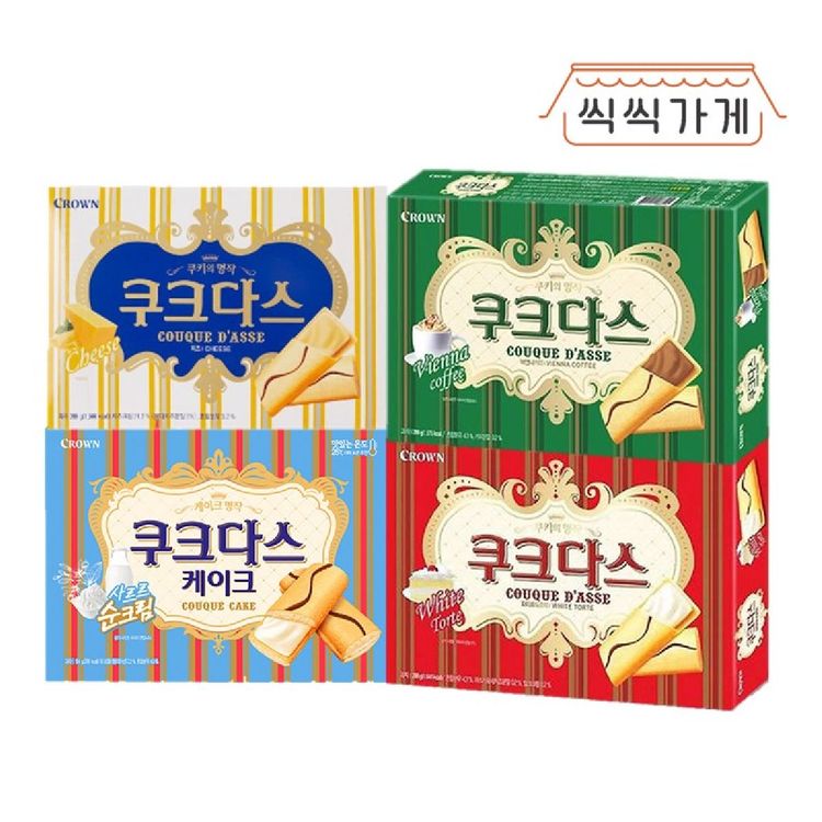 씩씩가게 쿠크다스 대용량 4종 1개씩 치즈 케이크 커피 화이트 홈플러스 택배배송