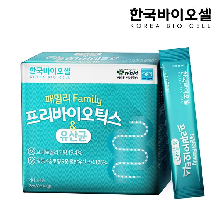 한국바이오셀 패밀리 프리바이오틱스 유산균 1세트2g X 30포 1개월분 홈플러스 택배배송