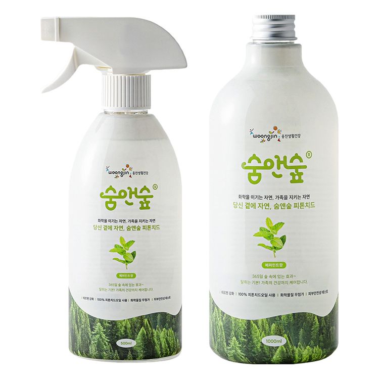 웅진 숨앤숲 피톤치드 스프레이 페파민트향용기500ml 리필1000ml 홈플러스 판매자택배