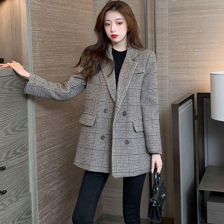 캐주얼 체크 모직 코트 자켓 하프기장 누빔안감 홈플러스 택배배송