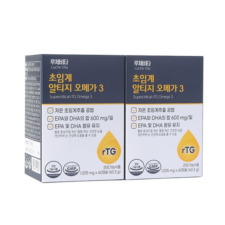 루체비타 초임계 알티지 오메가3 2박스박스당 1005mg X 60캡슐 4개월분 Rtg 홈플러스 택배배송