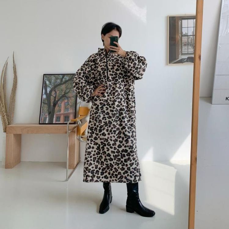 여자 레오파드 호피 후리스 박스 반집업 롱원피스 홈플러스 택배배송