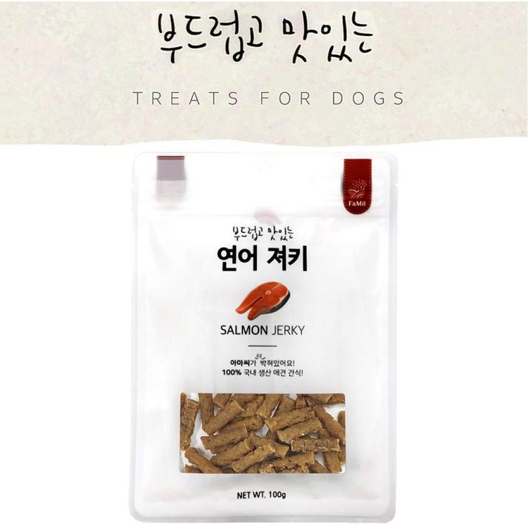 파밀 강아지간식 부드러운져키 연어 스틱 100g 홈플러스 택배배송