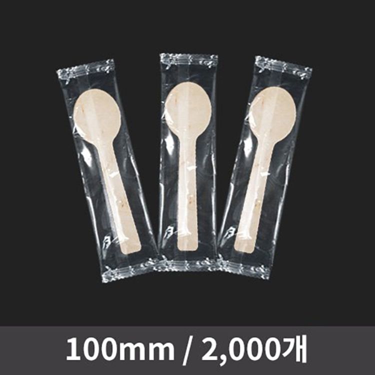 일회용 자작나무 우드 아이스크림스푼 개별포장 100mm 1박스2000개 홈플러스 택배배송
