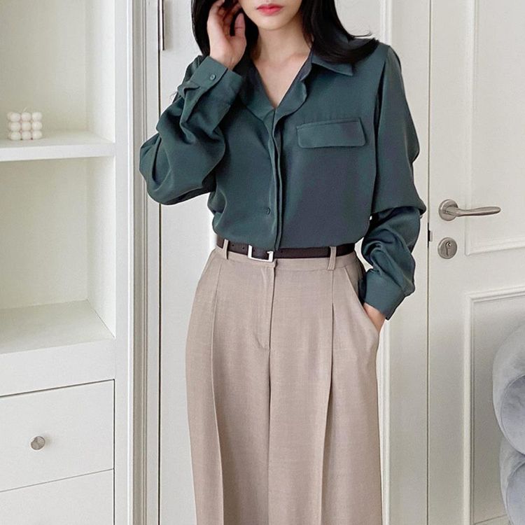 여자 오피스 하객 가을무드 포켓 데일리 블라우스 홈플러스 택배배송