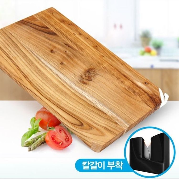 티크 원목 도마 세트 칼갈이 부착 대형 플레이팅 홈플러스 택배배송