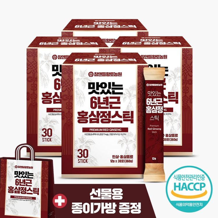 참앤들황토농원 맛있는 6년근 홍삼정 원액 스틱 4박스12gx120포 전용쇼핑백증정 홈플러스 택배배송