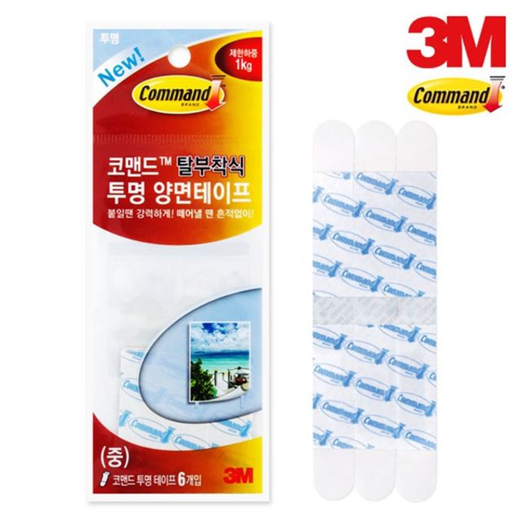 3m 코맨드 탈부착식 투명 양면테이프 중 6개입 홈플러스 택배배송