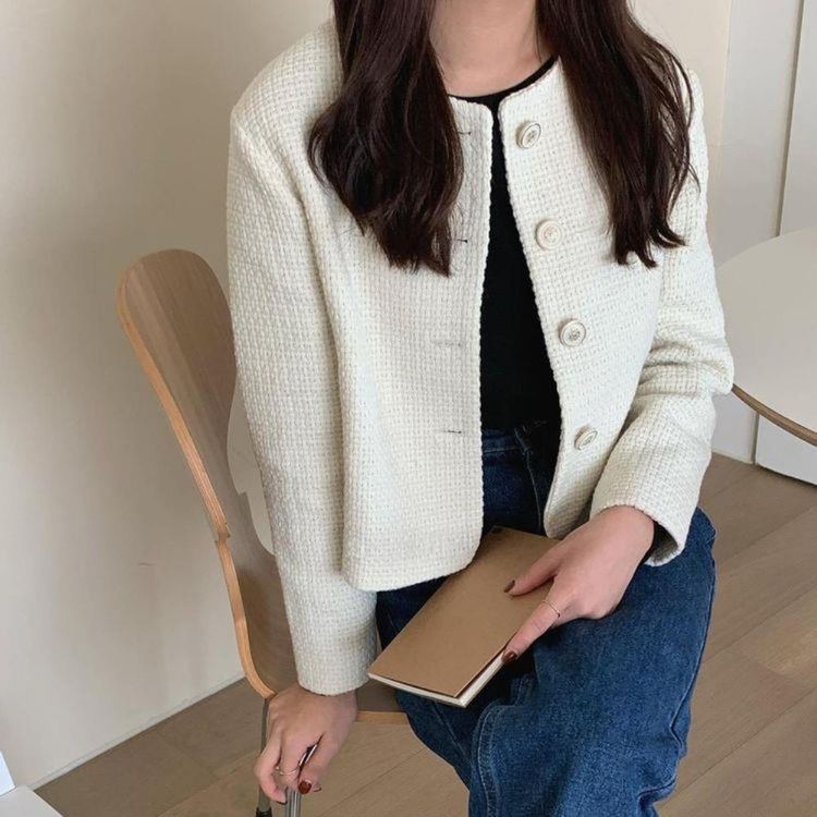 여자 노카라 라운드넥 시어서커 단색 정장 숏자켓 홈플러스 택배배송