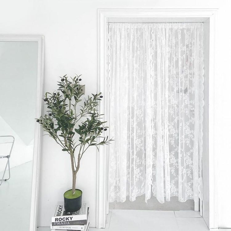 화이트 레이스 자수 바란스 가리개 문발 커튼 홈플러스 택배배송