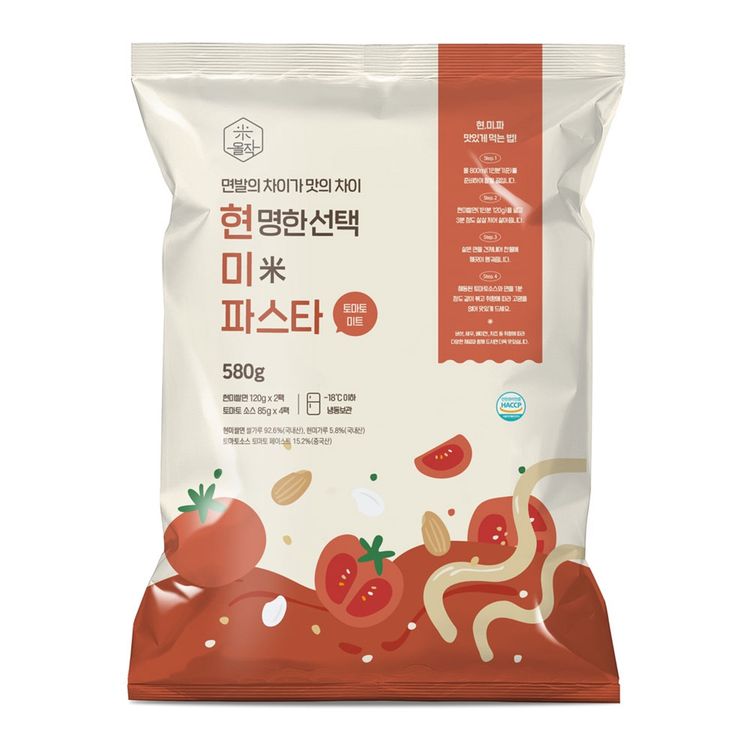 녹색나눔 레인보우팜 쌀생면 파스타 토마토 미트 소스 580g 홈플러스 택배배송