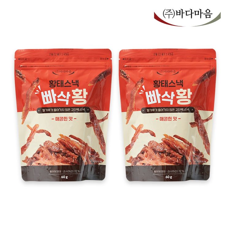 바다마음 황태스낵 빠삭황 매콤한맛 60g 2봉 홈플러스 택배배송