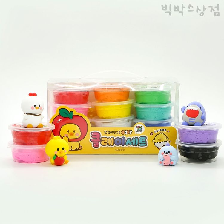 핑크풋 쪼꼬미친구들 소프트 클레이 세트 12색 점토 교육 공작 학습놀이 만들기 홈플러스 택배배송