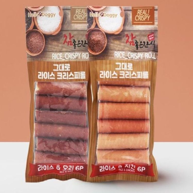 헬로도기 그대로 라이스크리스피롤 6p 오리 애견 간식 홈플러스 택배배송