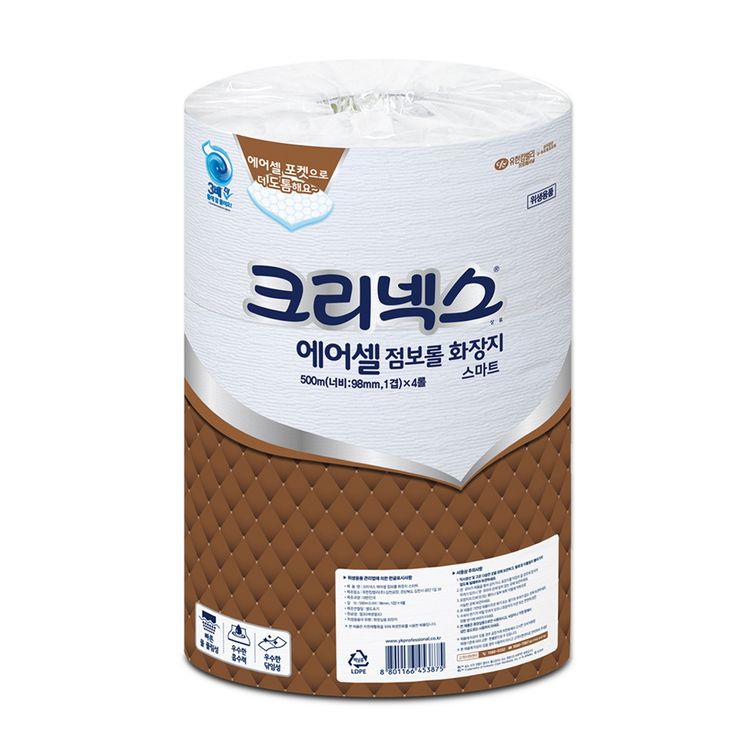 크리넥스 물에 잘녹는 에어셀 점보롤 화장지 500m 4롤 45387 대용량 업소용 휴지 홈플러스 택배배송