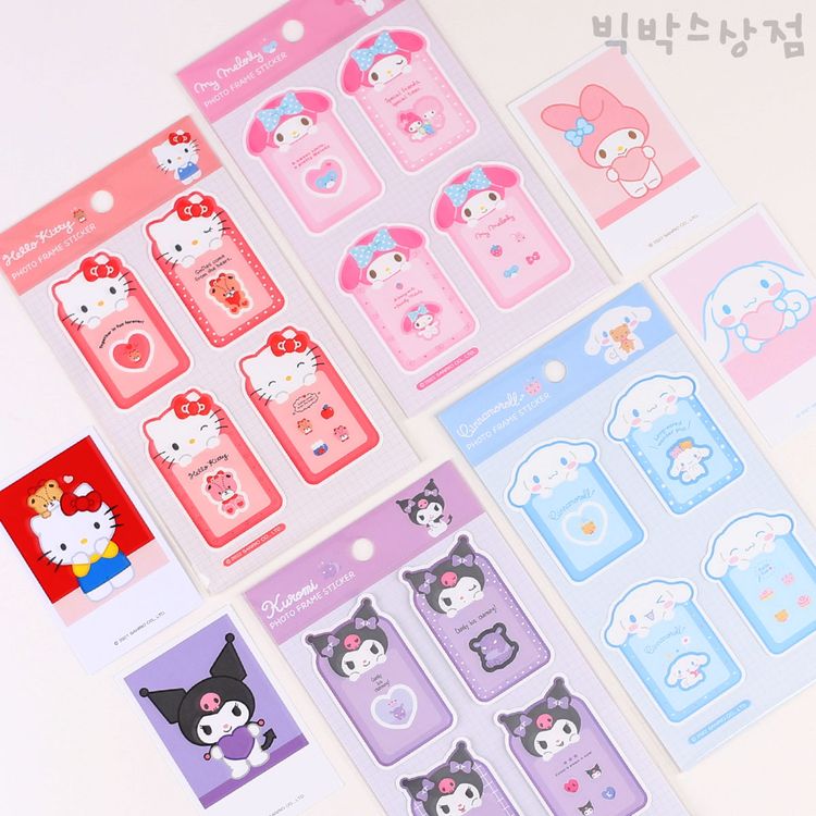 빅박스상점 산리오 포토프레임 스티커 1p 캐릭터 헬로키티 마이멜로디 쿠로미 시나모롤 홈플러스 택배배송