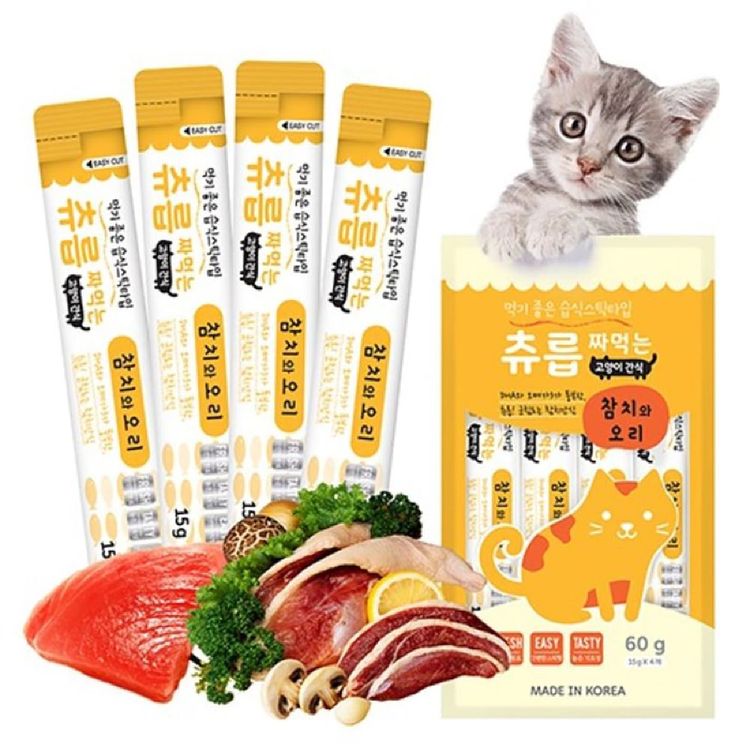 고양이간식 츄릅 짜먹는 참치와 오리 15gx4개입 단품 홈플러스 택배배송