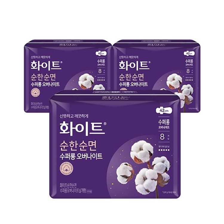 화이트 순한순면 수퍼롱 오버나이트 8매 4팩 홈플러스 택배배송