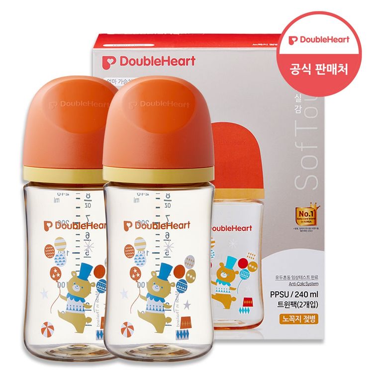 더블하트 모유실감 3세대 Ppsu 서커스베어 240ml 트윈팩 노꼭지 홈플러스 택배배송