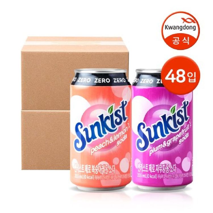 썬키스트 제로 소다 355ml 자두자몽 24입 복숭아레몬 24입 홈플러스 택배배송