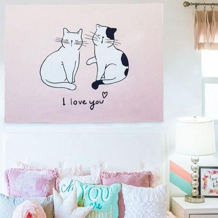 거실 방 패브릭 천 포스터 그림 인테리어 고양이 M 홈플러스 택배배송