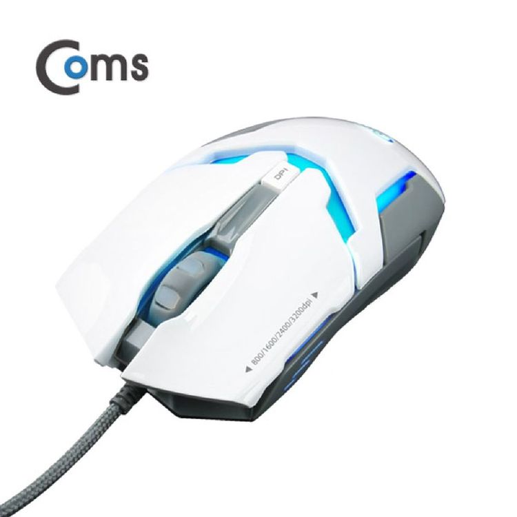 Coms 게이밍사무용 마우스 7컬러 Led 변환 흰색 홈플러스 택배배송