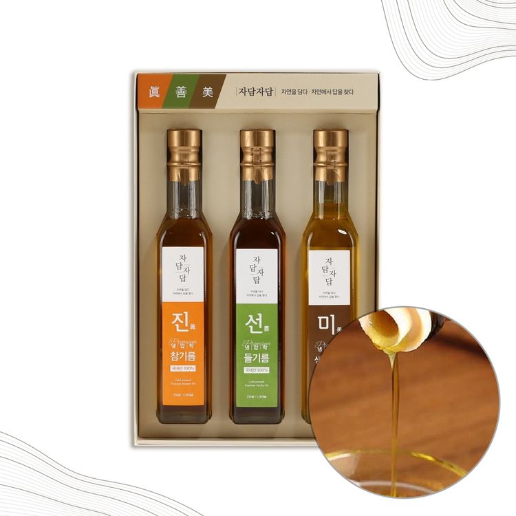 자담자답 참기름 들기름 진선미 3종 선물 세트 750ml 홈플러스 택배배송