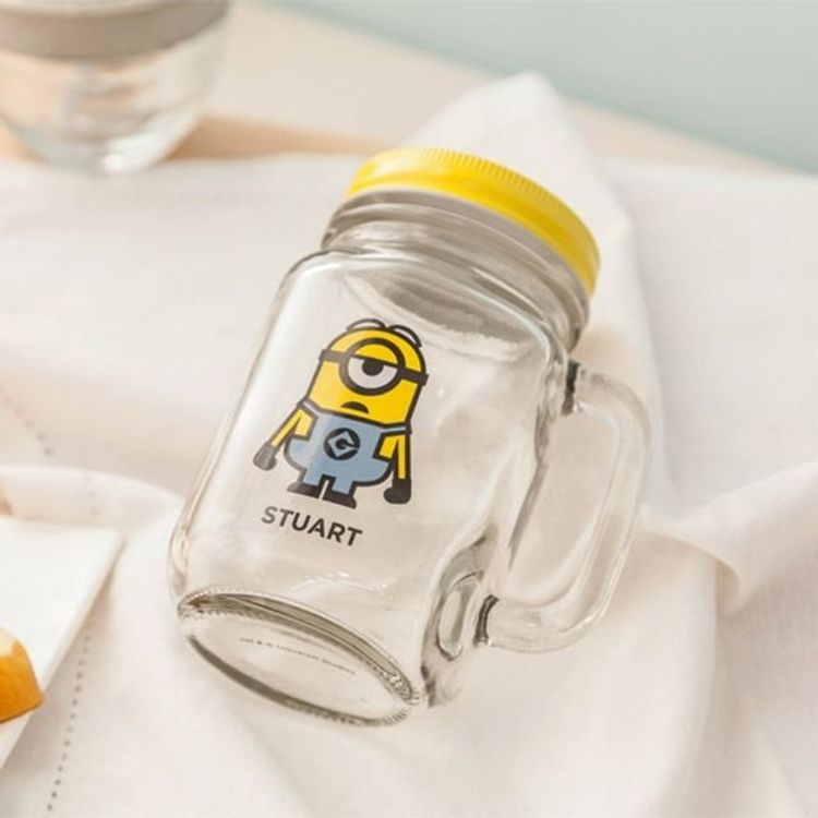 미니언즈 드링킹자스튜어트 450ml 과일청 잼 유리병 홈플러스 택배배송