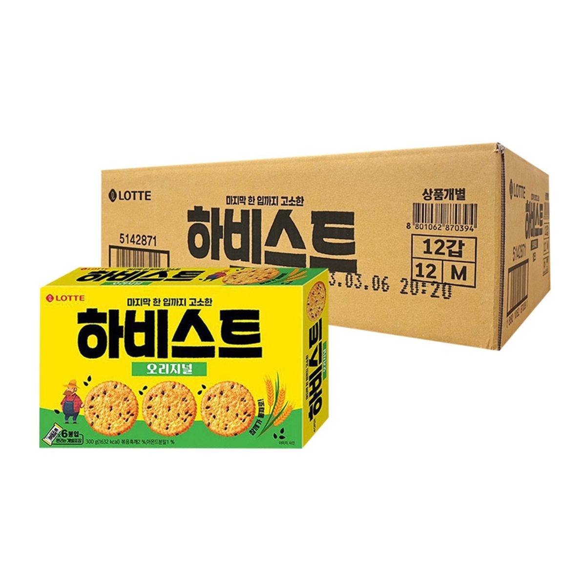 [더반] 롯데제과 하비스트300g X 12곽 1박스 홈플러스 택배배송