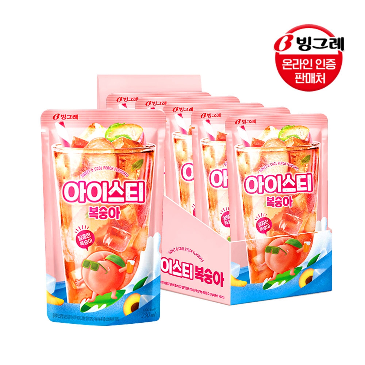 빙그레 1 1 아이스티 파우치 복숭아 230ml 10개입 10개입 홈플러스 택배배송