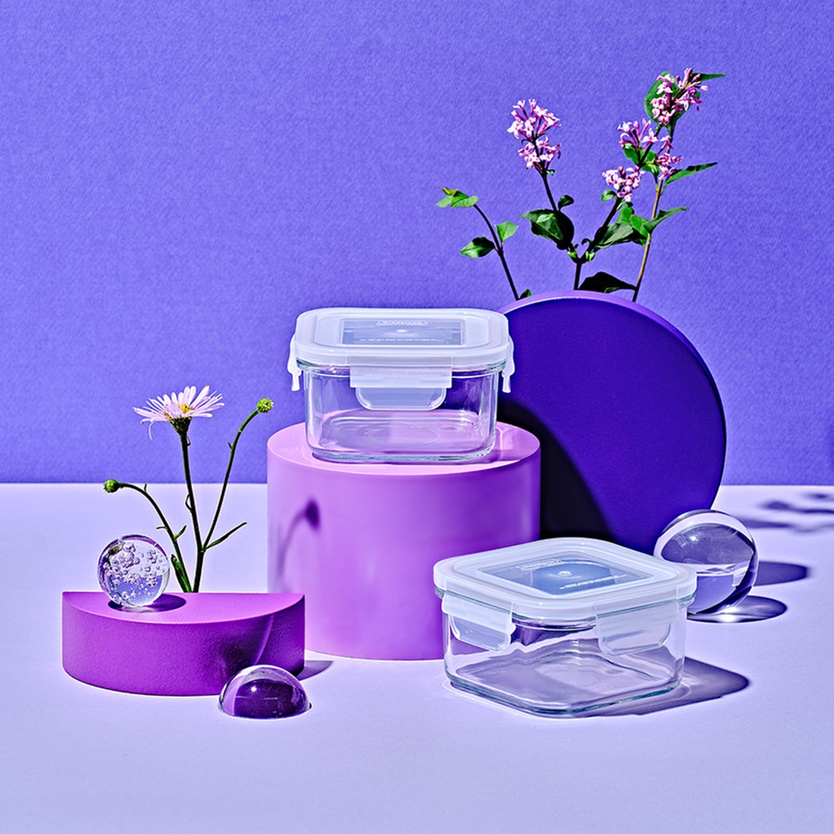 글라스락 클래식 정사각 라일락 490ML 2p | 홈플러스